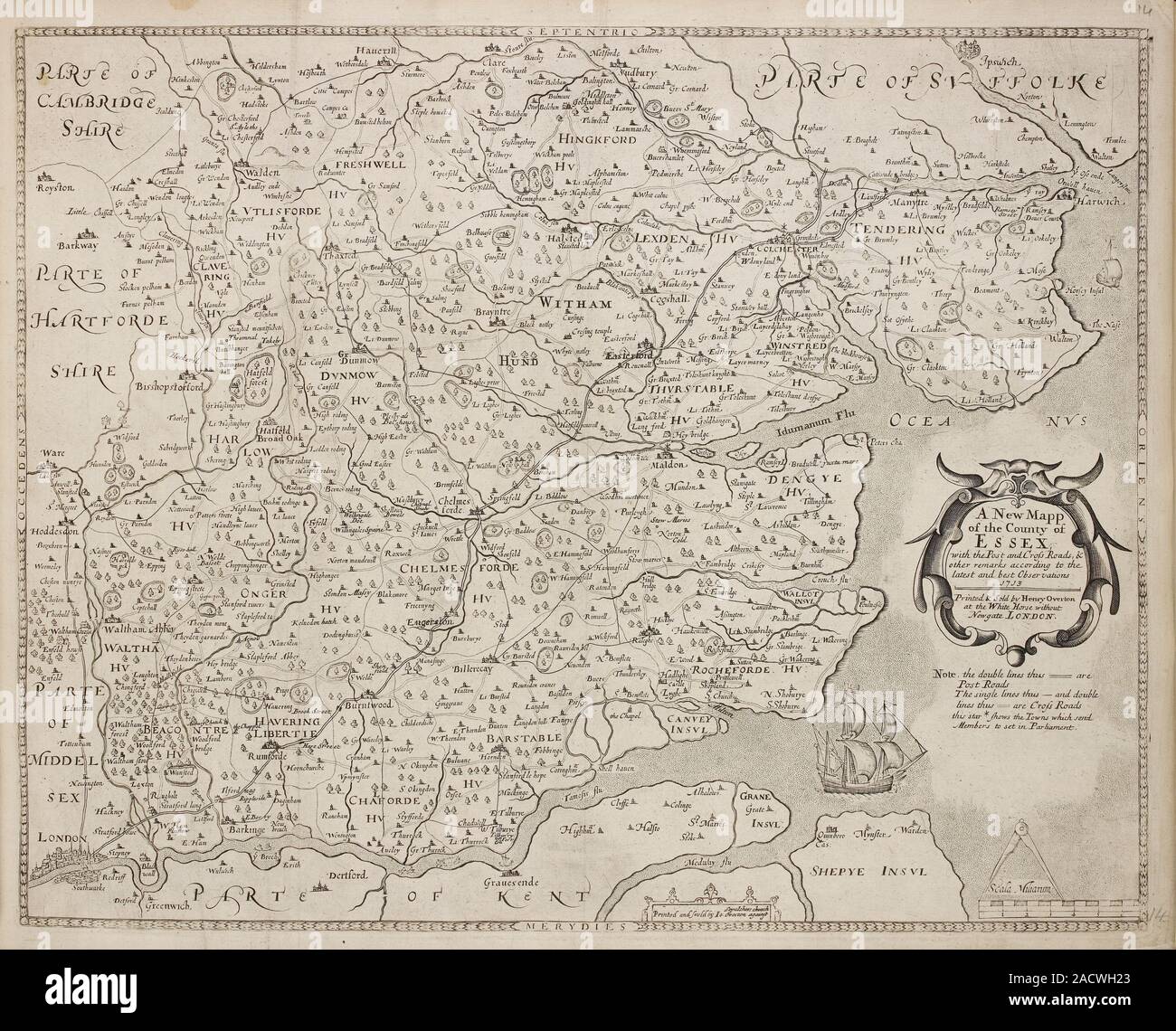 A Map Of The County Of Essex H Overton 1714 A Collection Of 37 Maps Of The Counties Of
