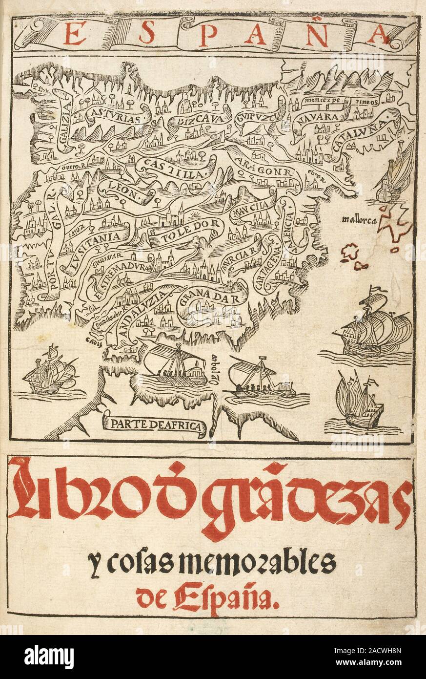 Mapa de Espana. A map of Spain. 16th century, Published by D. de ...