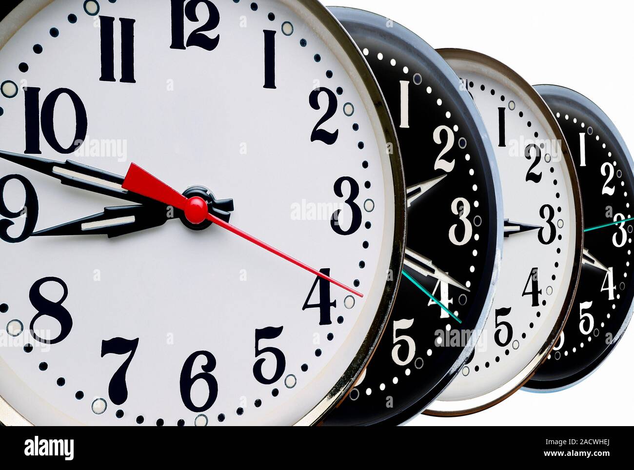Ordered clock times, conceptual image Stock Photo - Alamy