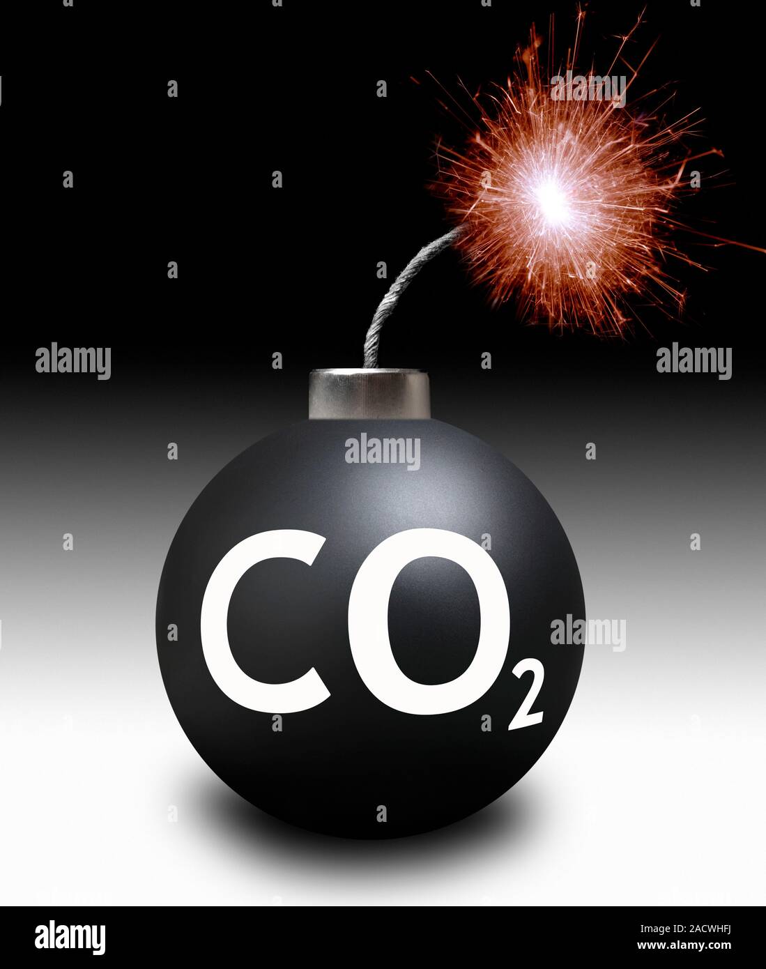 Carbon dioxide bomb, conceptual artwork. Carbon dioxide (CO2) is a ...