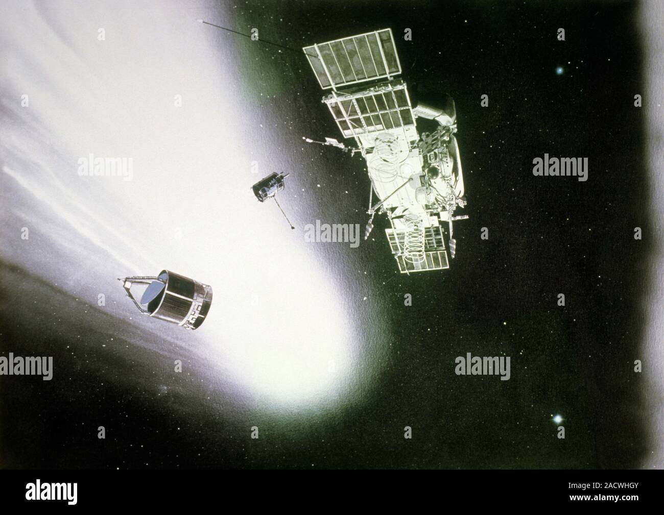 Comet Halley spacecraft in 1986, artwork. Halley's Comet is a short ...