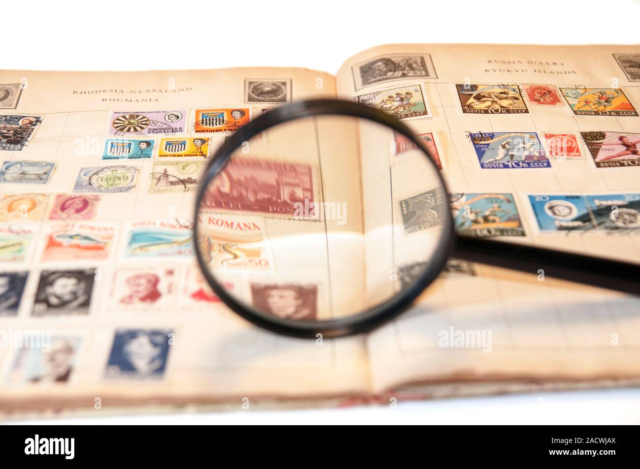 Stamp collecting hobby Stock Photo - Alamy