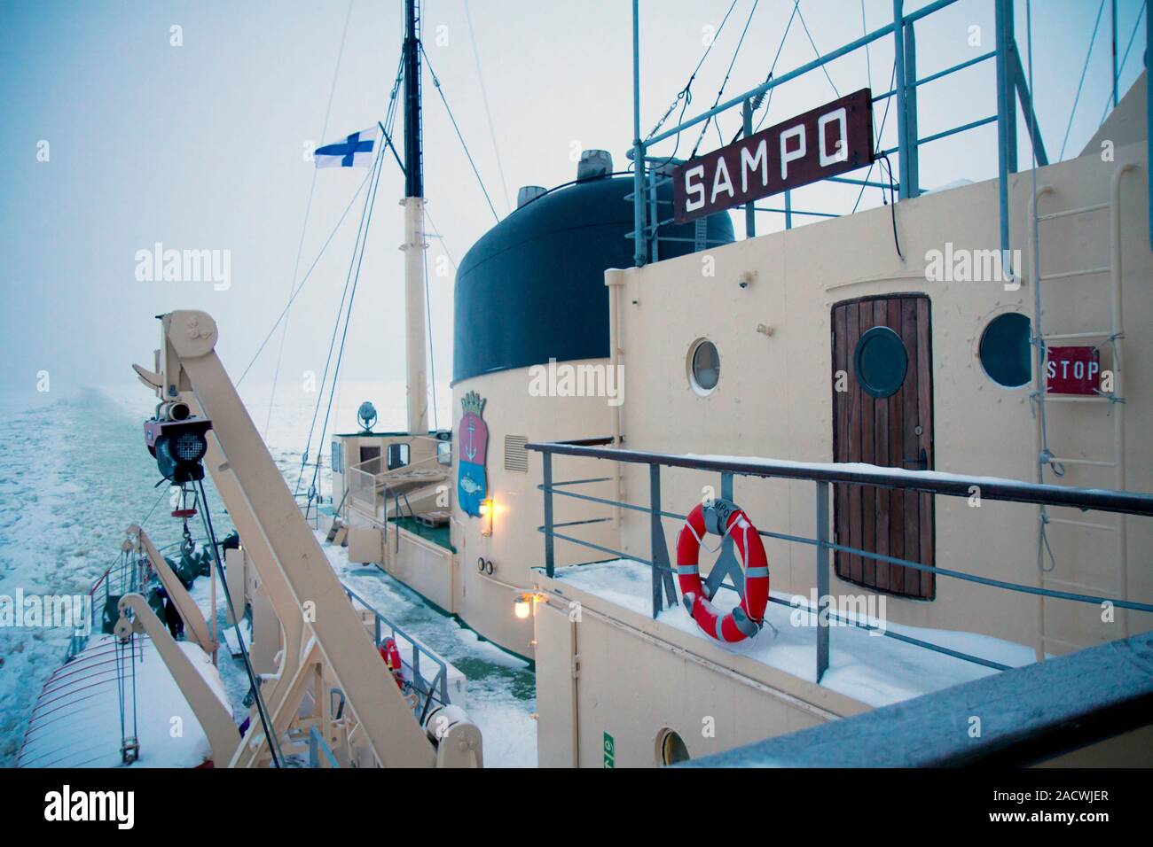 Icebreaker ship. Photographed in the arctic circle, Lapland Sweden ...