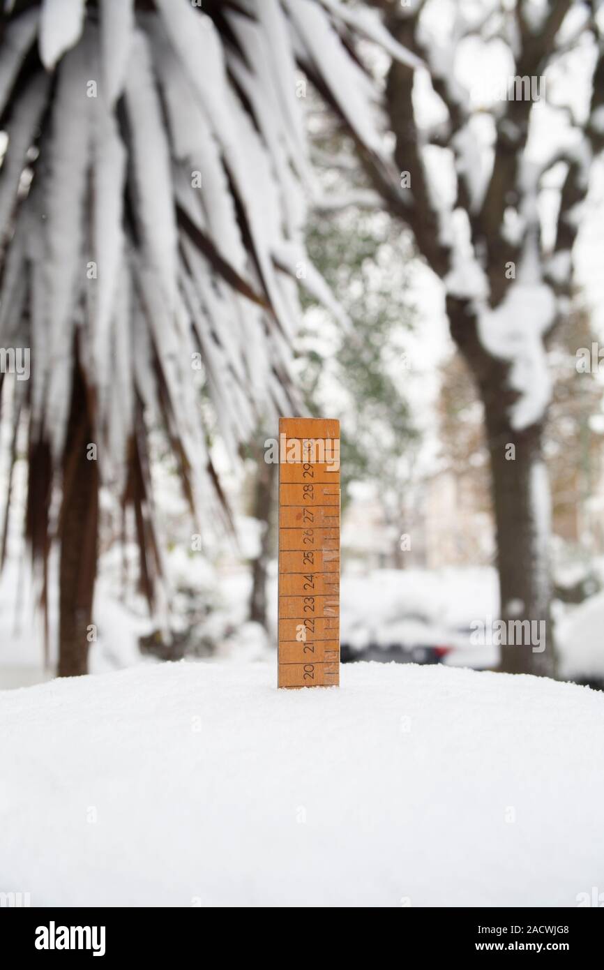 old style ruler measuring snow Stock Photo - Alamy