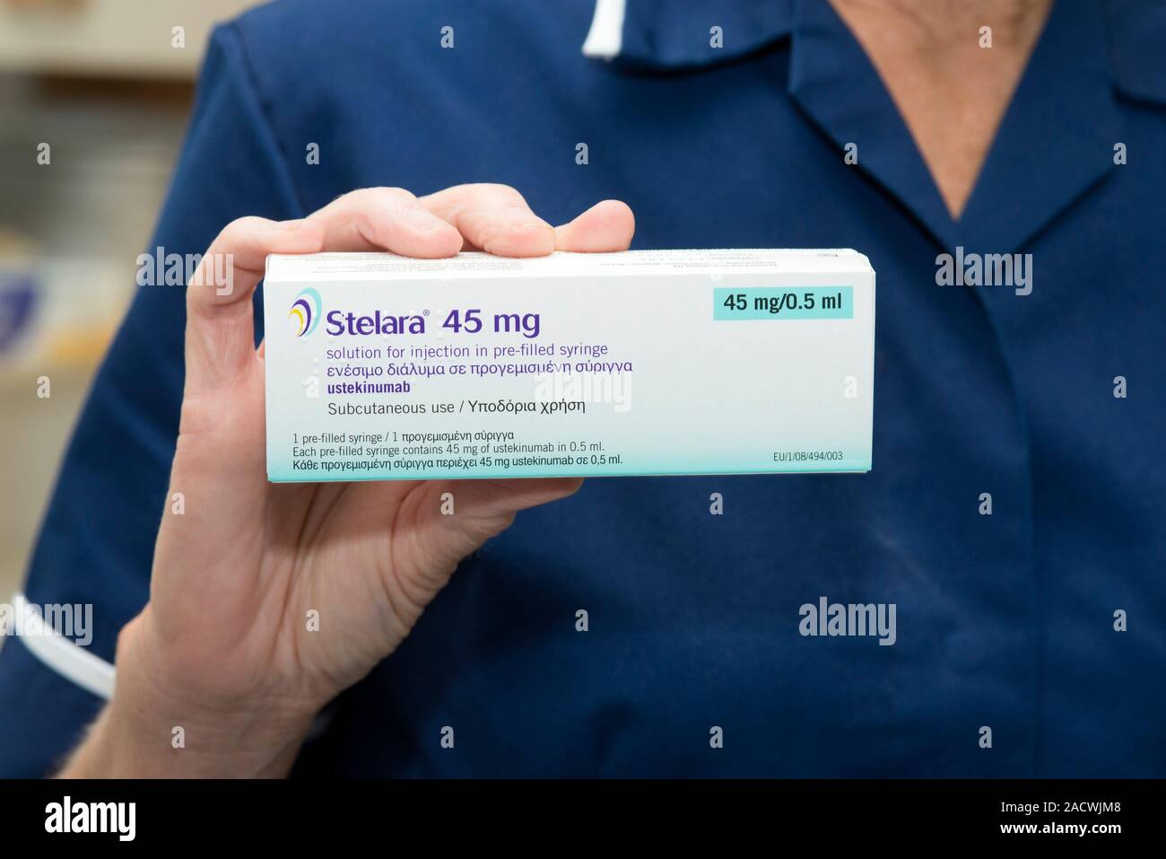 Stelara psoriasis drug box. This drug, which contains the active ...