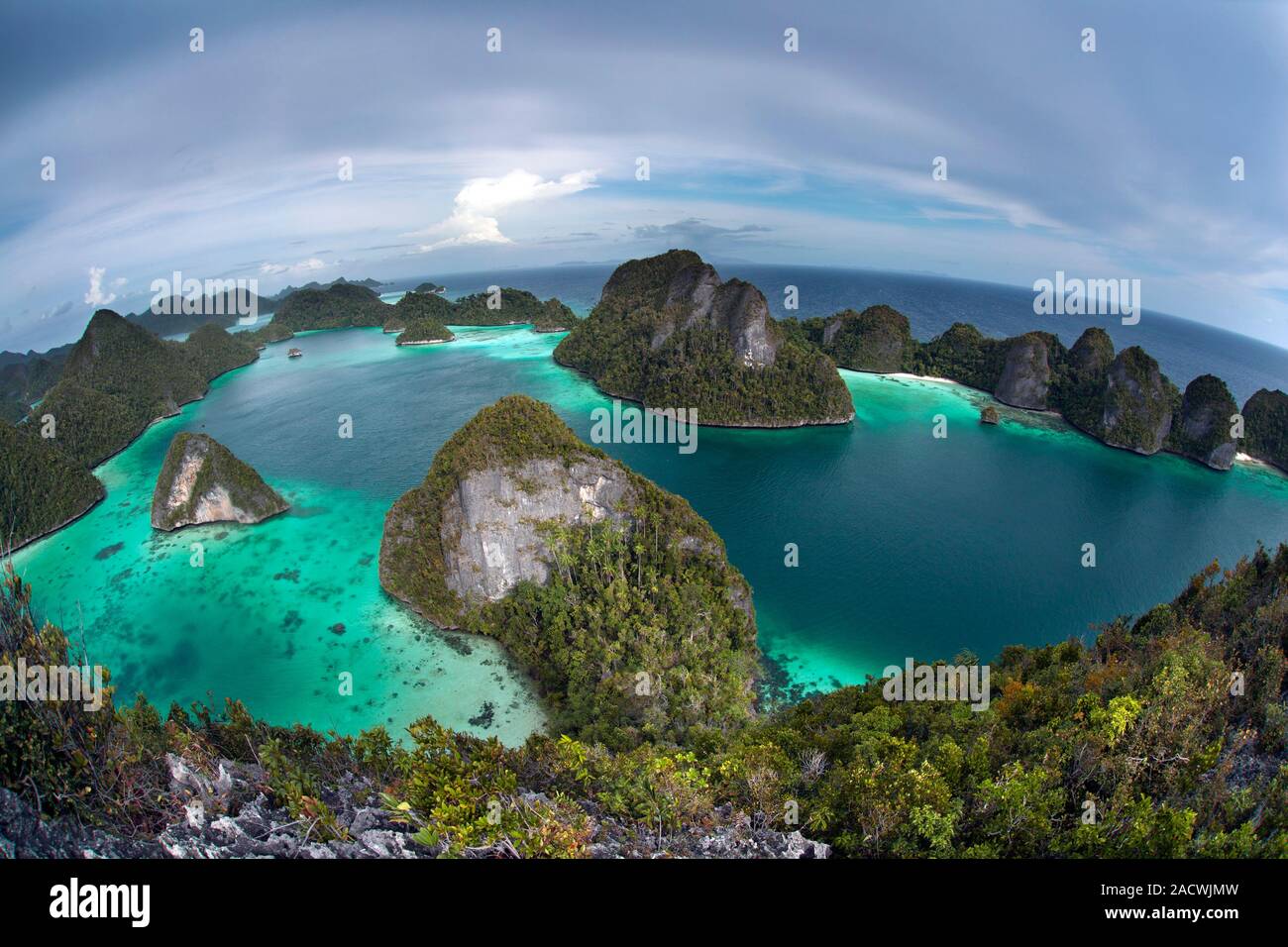 Wayag Island, Raja Ampat, West Papua, Indonesia. Aerial photograph the ...