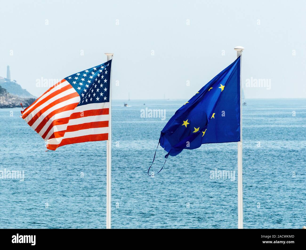 Flags of the EU and the USA Stock Photo - Alamy