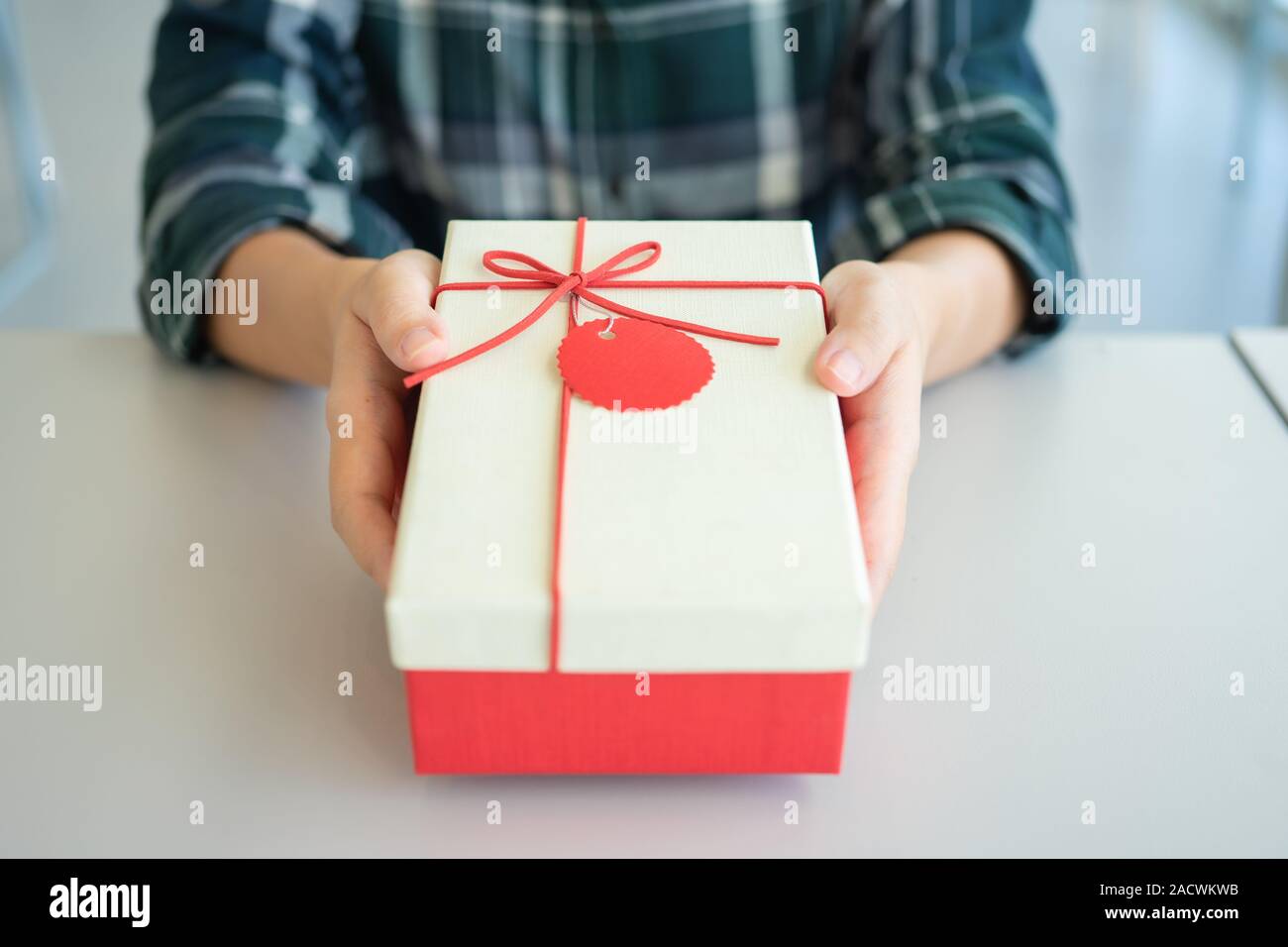 Giving gifts to loved ones at important festivals. Chrismas Day, New ...