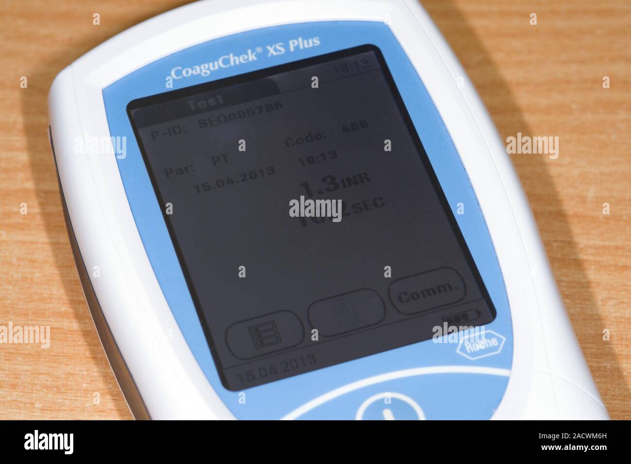 CoaguChek monitor used to test for blood clotting in an International ...