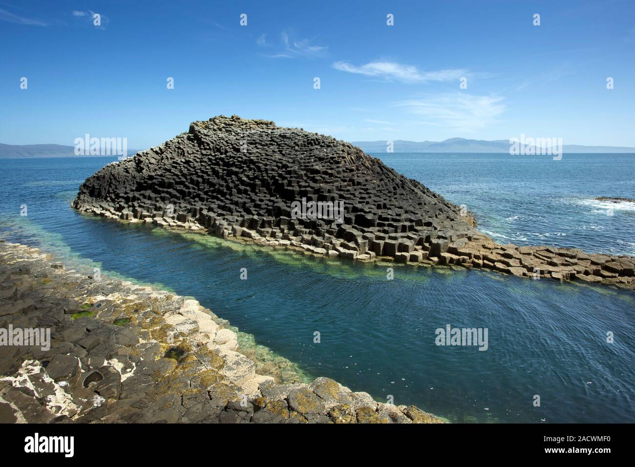Isle of Staffa, Scotland. View of basalt columns off the coast of the ...