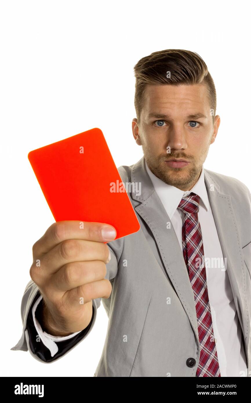 Manager with red card Stock Photo - Alamy