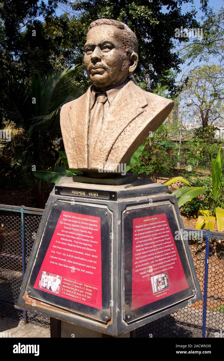 A bust of Indian astrophysicist Meghnad Saha at the Nehru Science ...