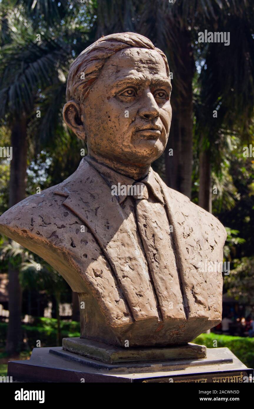 A bust of Indian space scientist Vikram Ambalal Sarabhai at the Nehru ...