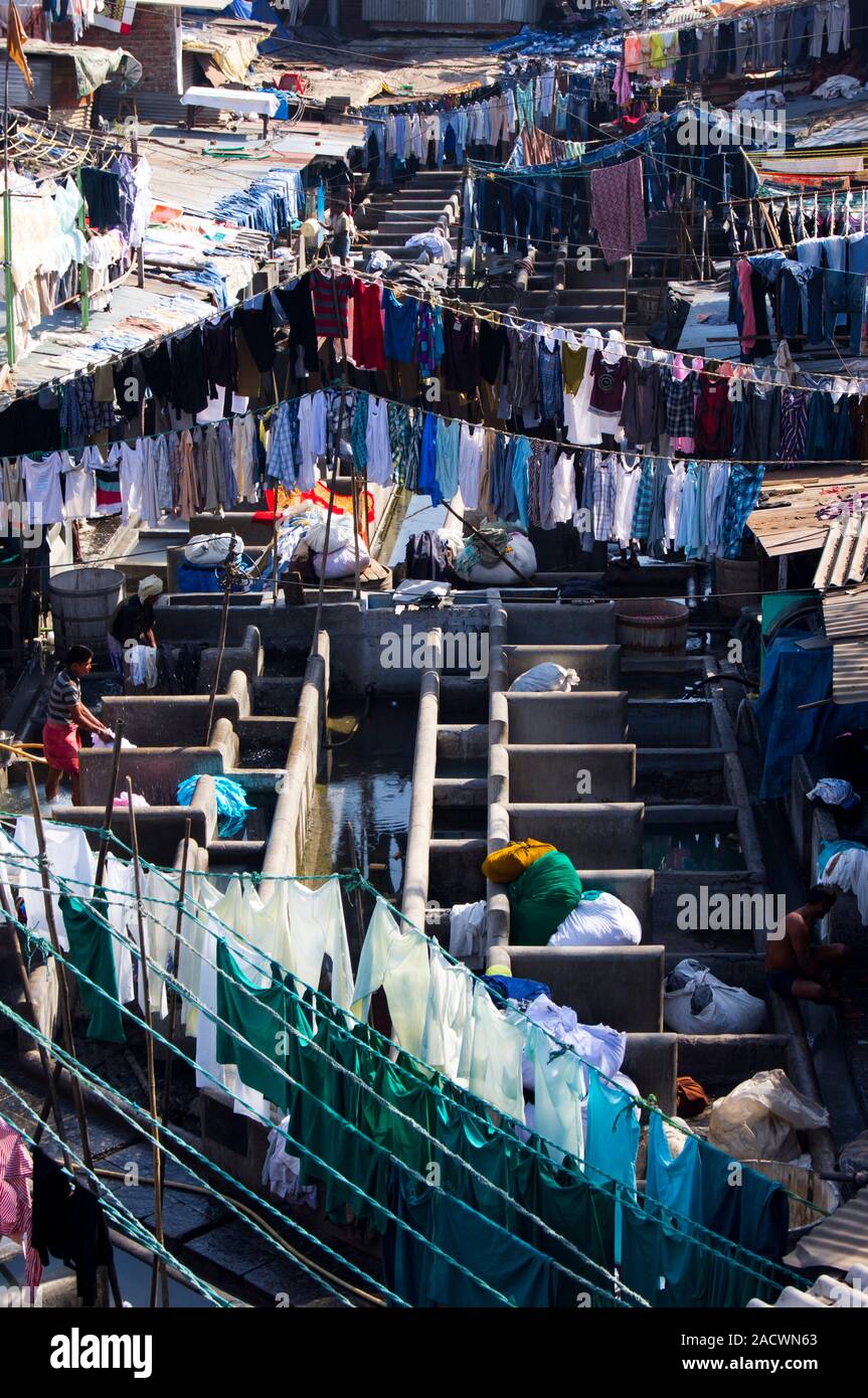 The Dhobi Ghat open-air laundry in the Mahalaxmi area of Mumbai, India ...