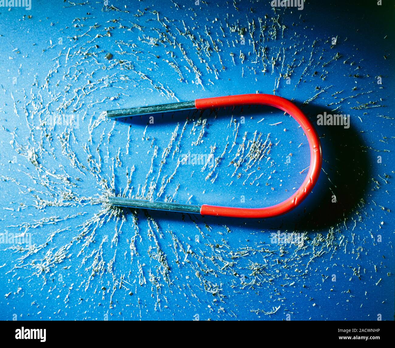 Metal files surrounding magnet Stock Photo - Alamy