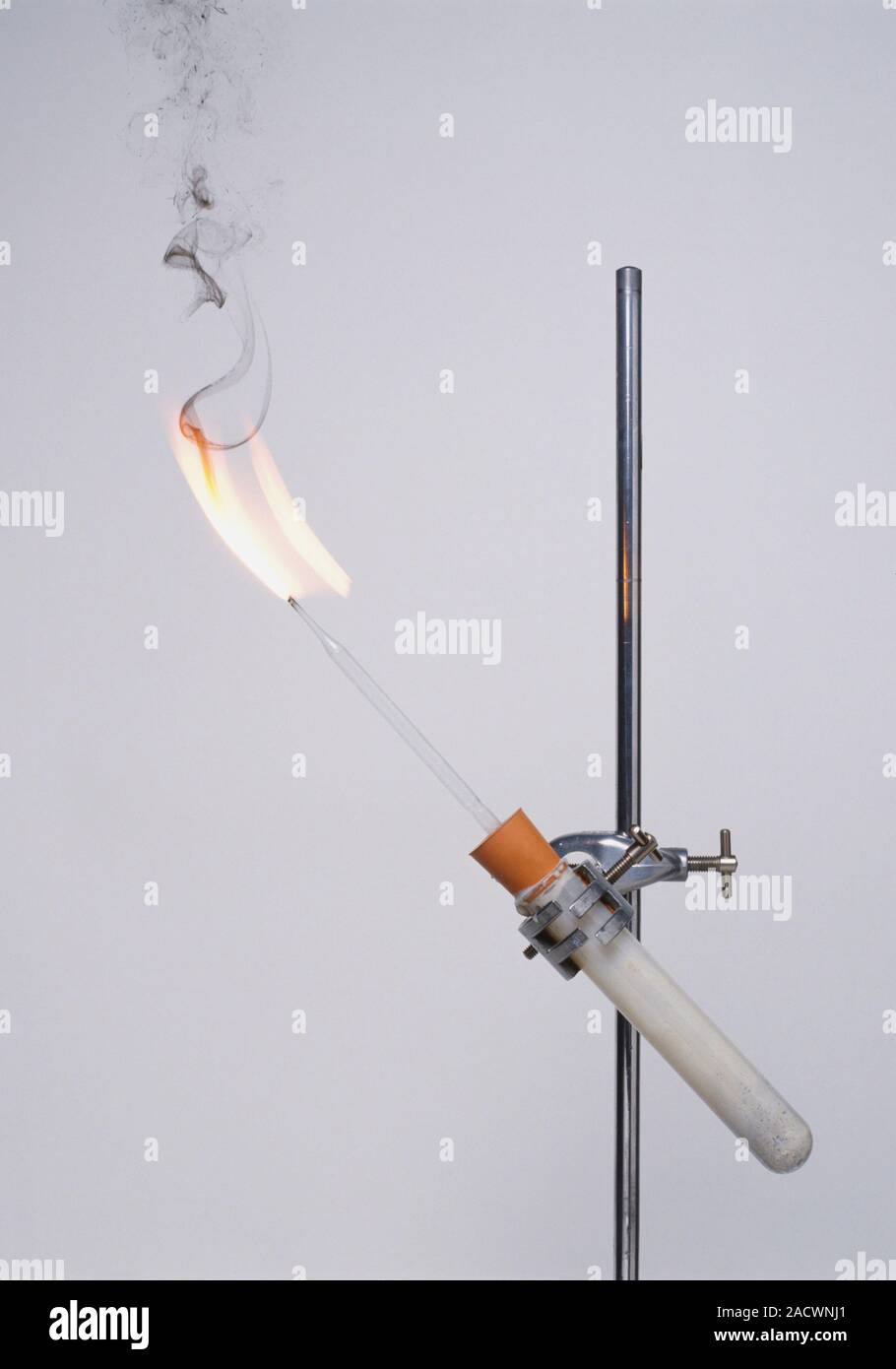 Preparation of ethyne, exothermic reaction of water and calcium carbide ...
