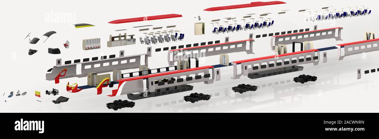 Disassembled parts of high-speed train Stock Photo - Alamy