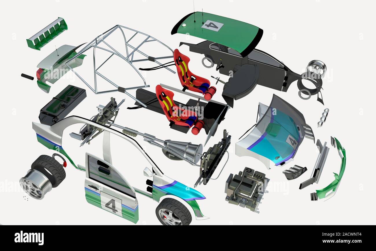 Disassembled parts of a racing car Stock Photo - Alamy