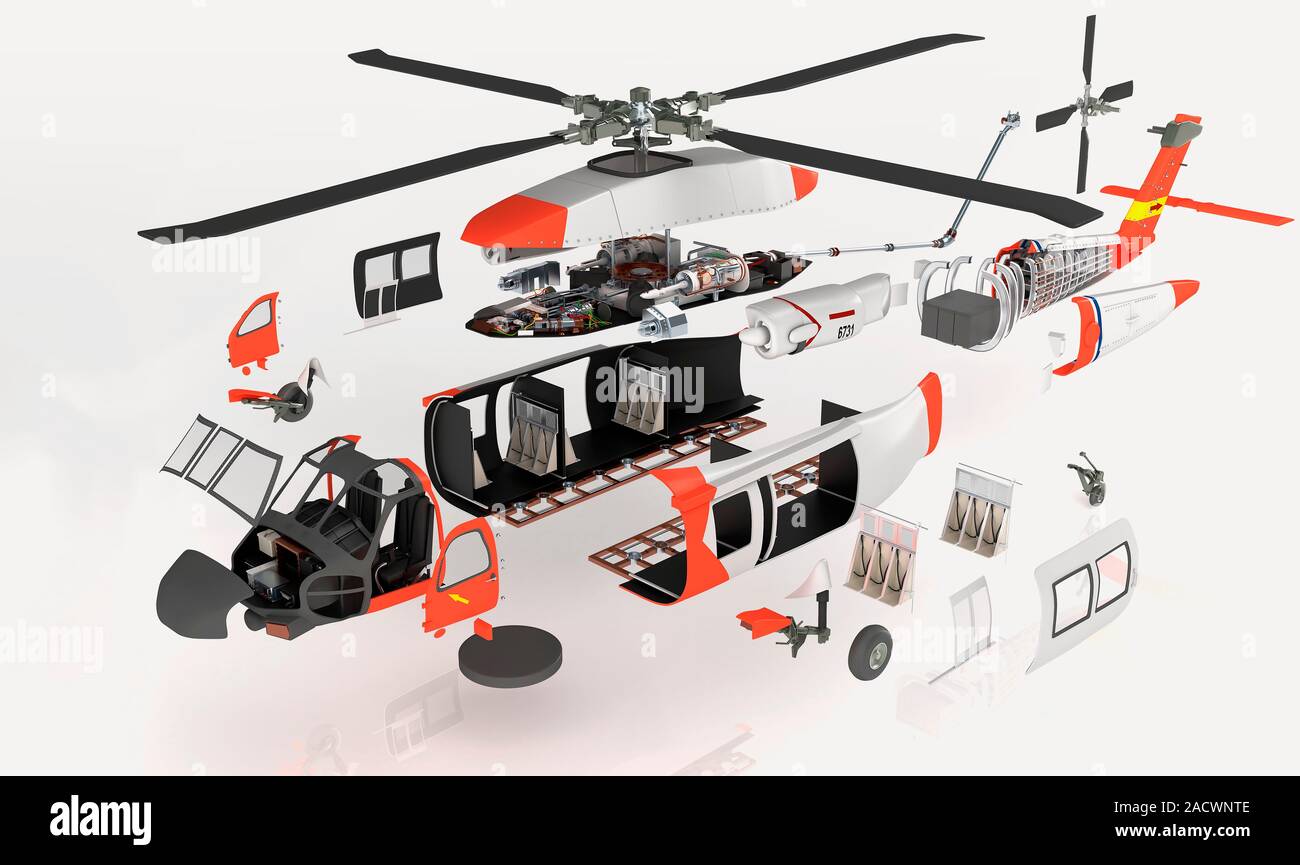 Disassembled parts of a military helicopter Stock Photo - Alamy