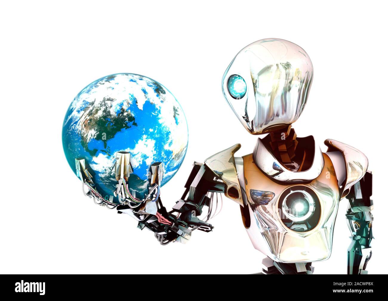 Robot lamenting Earth. Conceptual image of a Hamlet-inspired robot ...