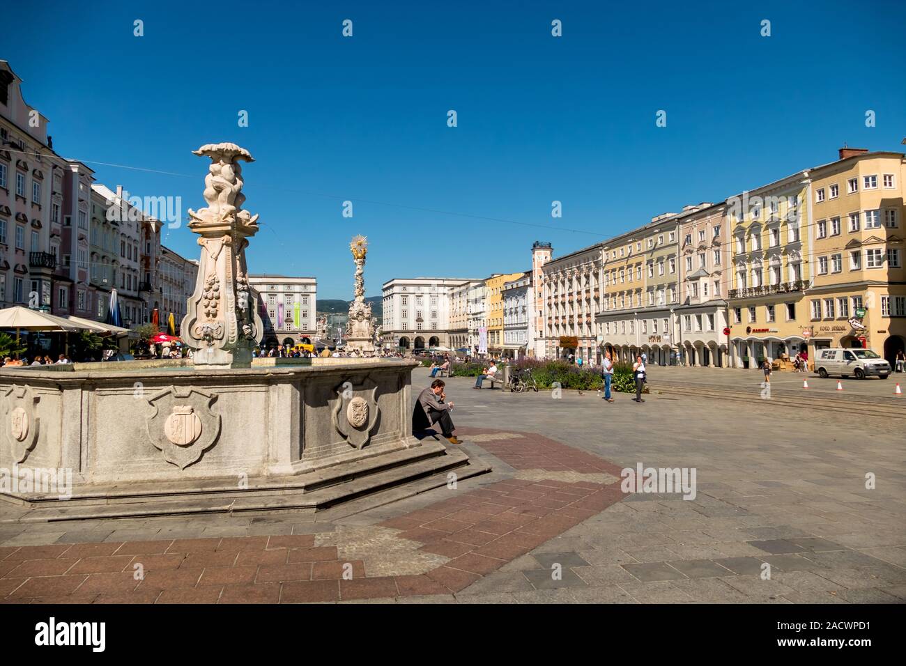 Austria, Linz, Hauptplatz, Trinity Column Stock Photo - Alamy