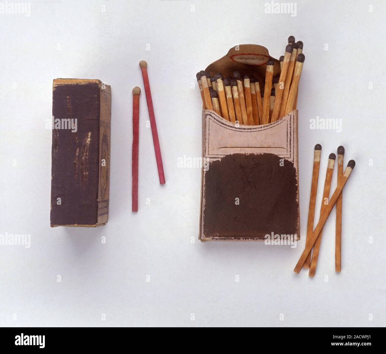 19th century phosphorus matchsticks and matchboxes Stock Photo - Alamy