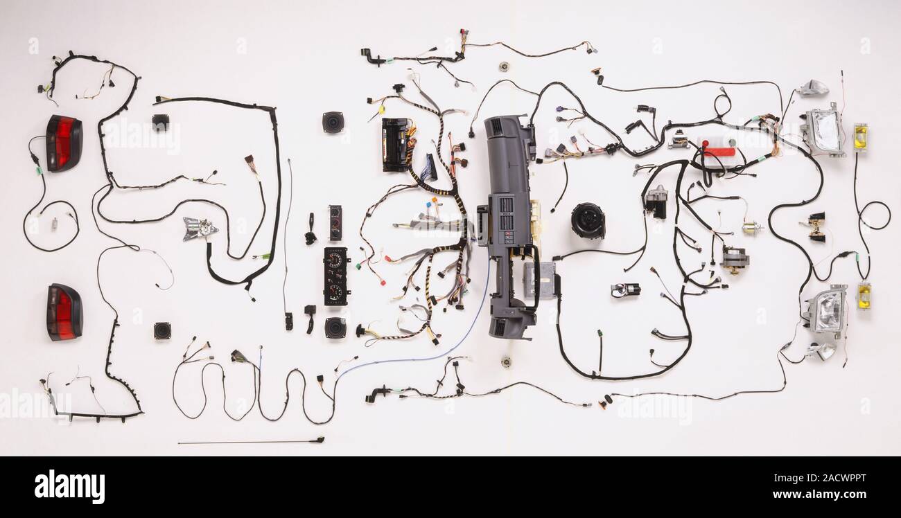 Above view of wiring loom of modern car Stock Photo - Alamy