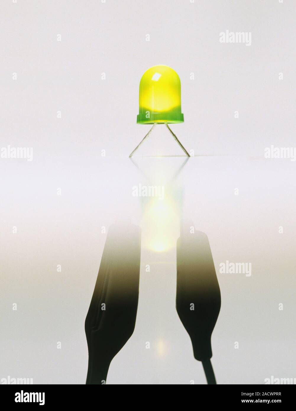 Electromagnetic spectrum, green led, light-emitting diode, showing a ...