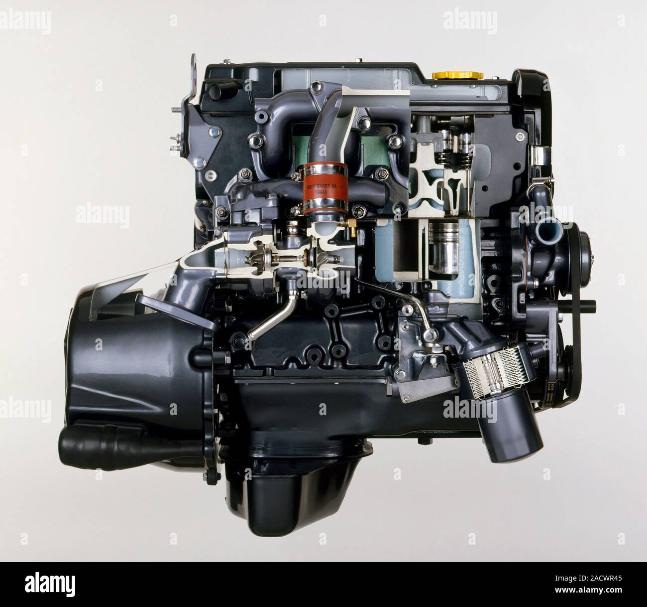 Cross section Ford turbocharged diesel engine Stock Photo - Alamy