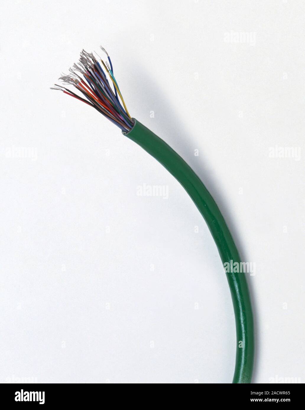 Cable with the wires exposed Stock Photo - Alamy