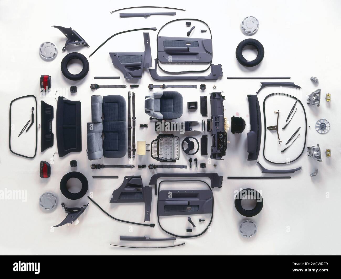 Above view of trim of a small modern car Stock Photo - Alamy