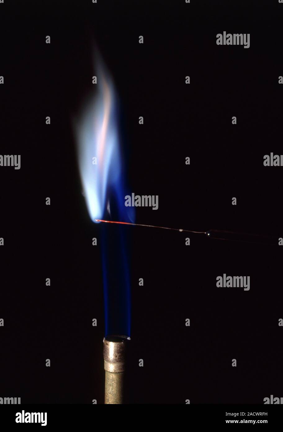 Lead compound burning with blue flame Stock Photo - Alamy