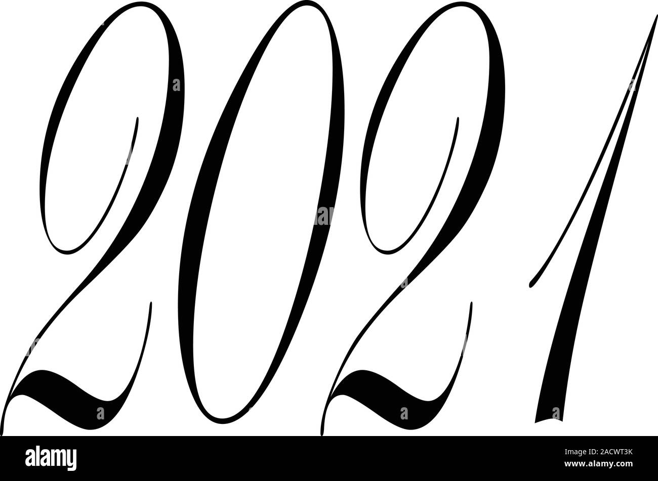 Happy 2021 text sign illustration on white background illustration ...