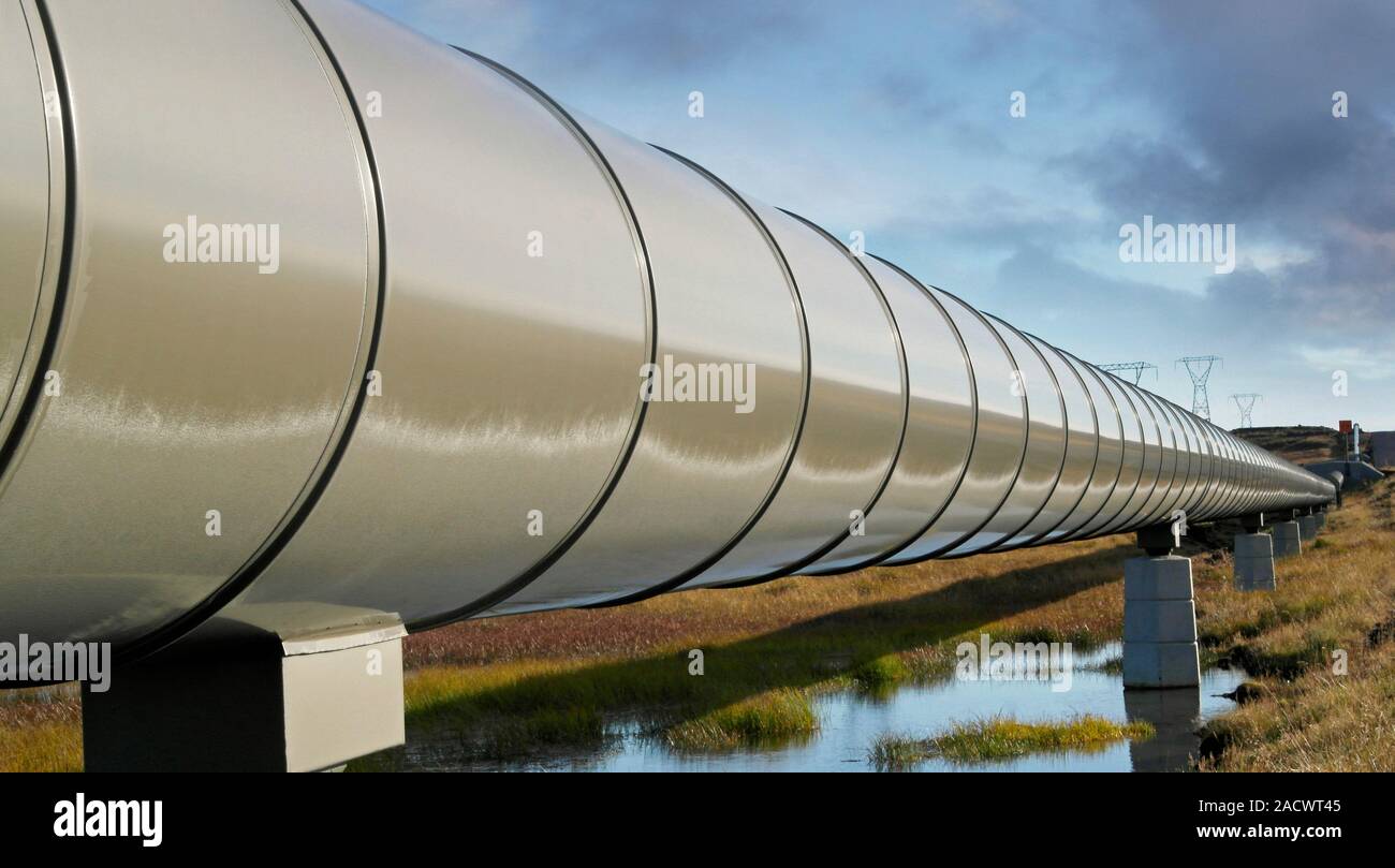 Geothermal hot water pipe. Geothermal pipe carrying hot water to ...