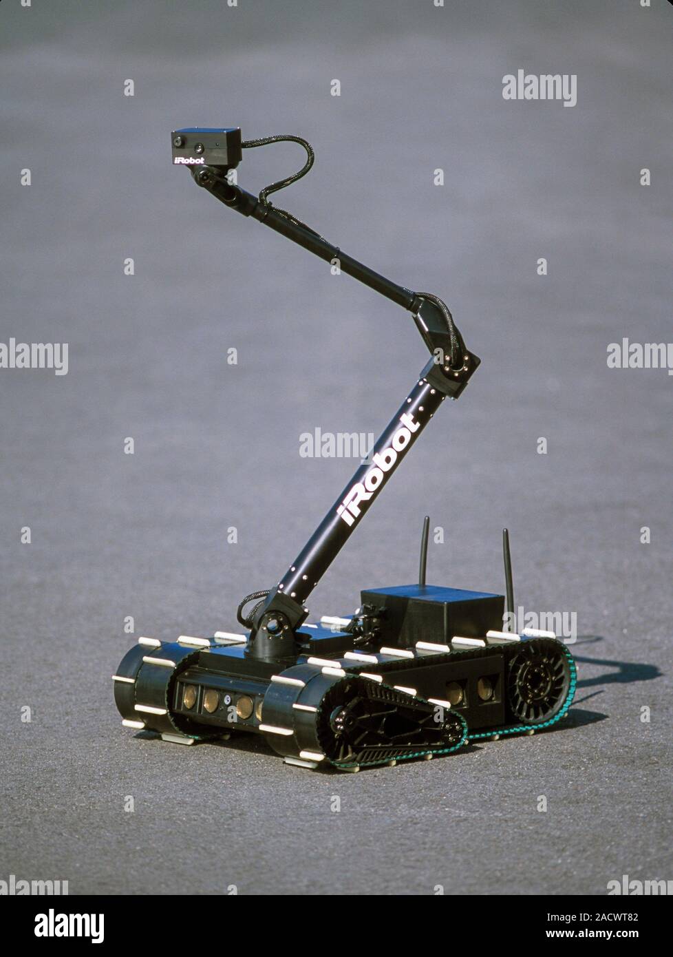 PackBot military robot with extended sensor arm. This is an early ...