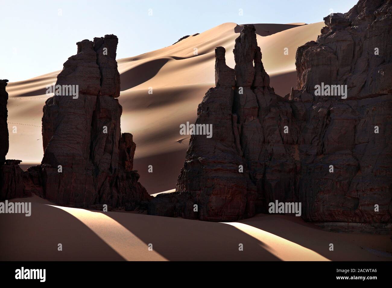 Saharan rock formations. Desert rock formations eroded and weathered by ...