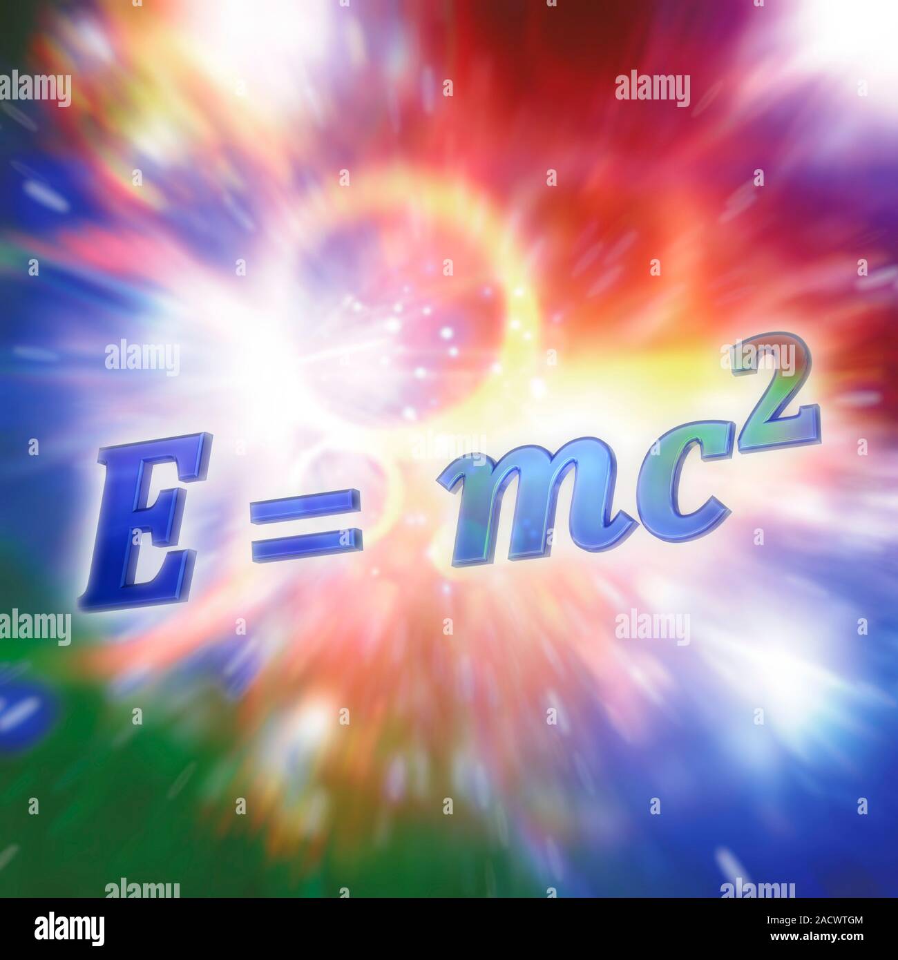 Einstein's Mass-energy equation, computer artwork. The equation ...