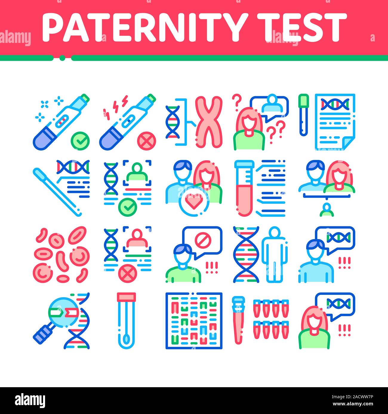 Paternity Test Dna Collection Icons Set Vector Stock Vector Image & Art ...