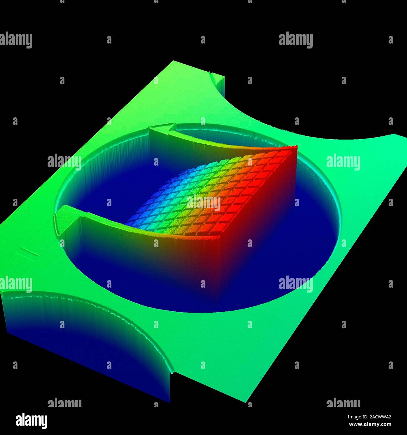 Optical profiling of MEMS metamaterial. Optical profilometer test on a ...