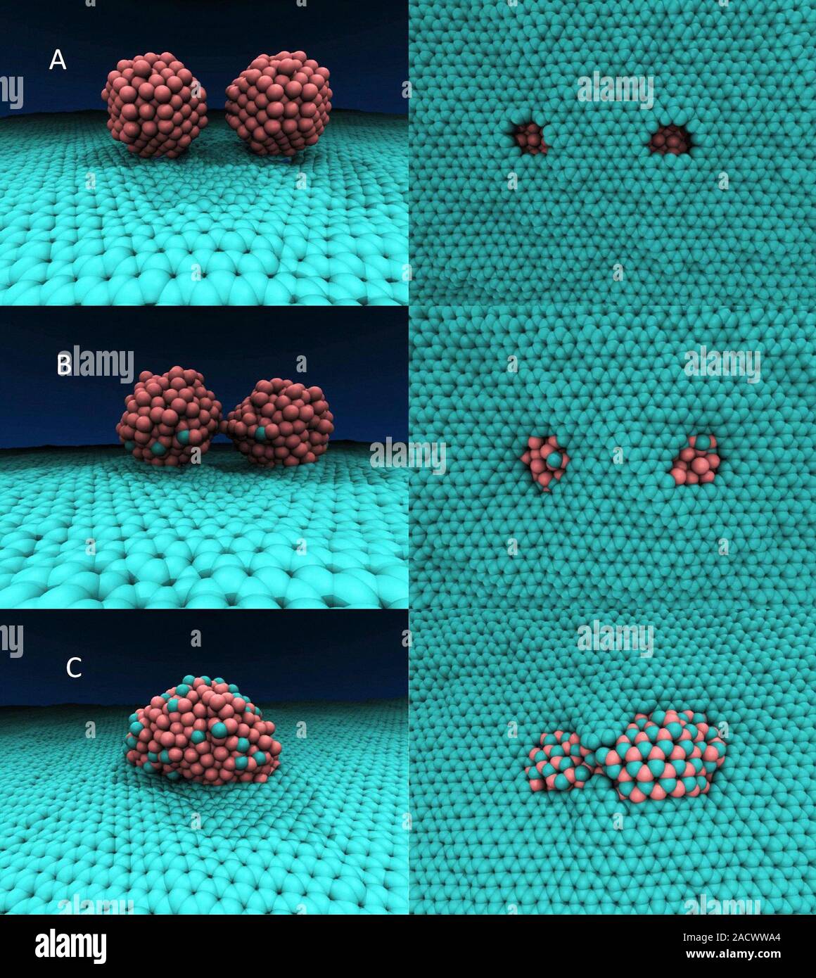 Iron-graphene nanostructure simulation. Molecular dynamics simulation ...