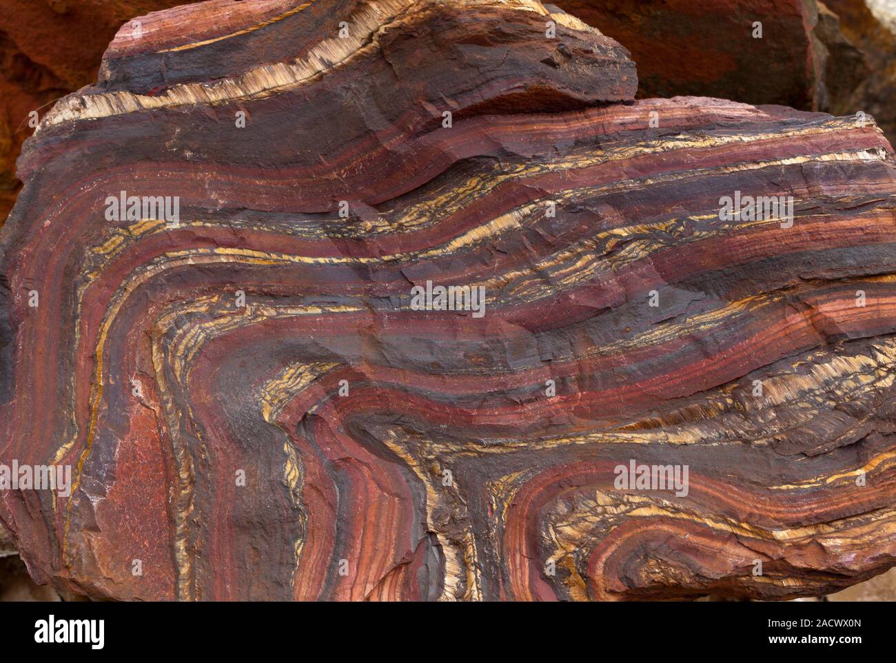 Banded iron formation (BIF). This is an intensely transformed, or ...