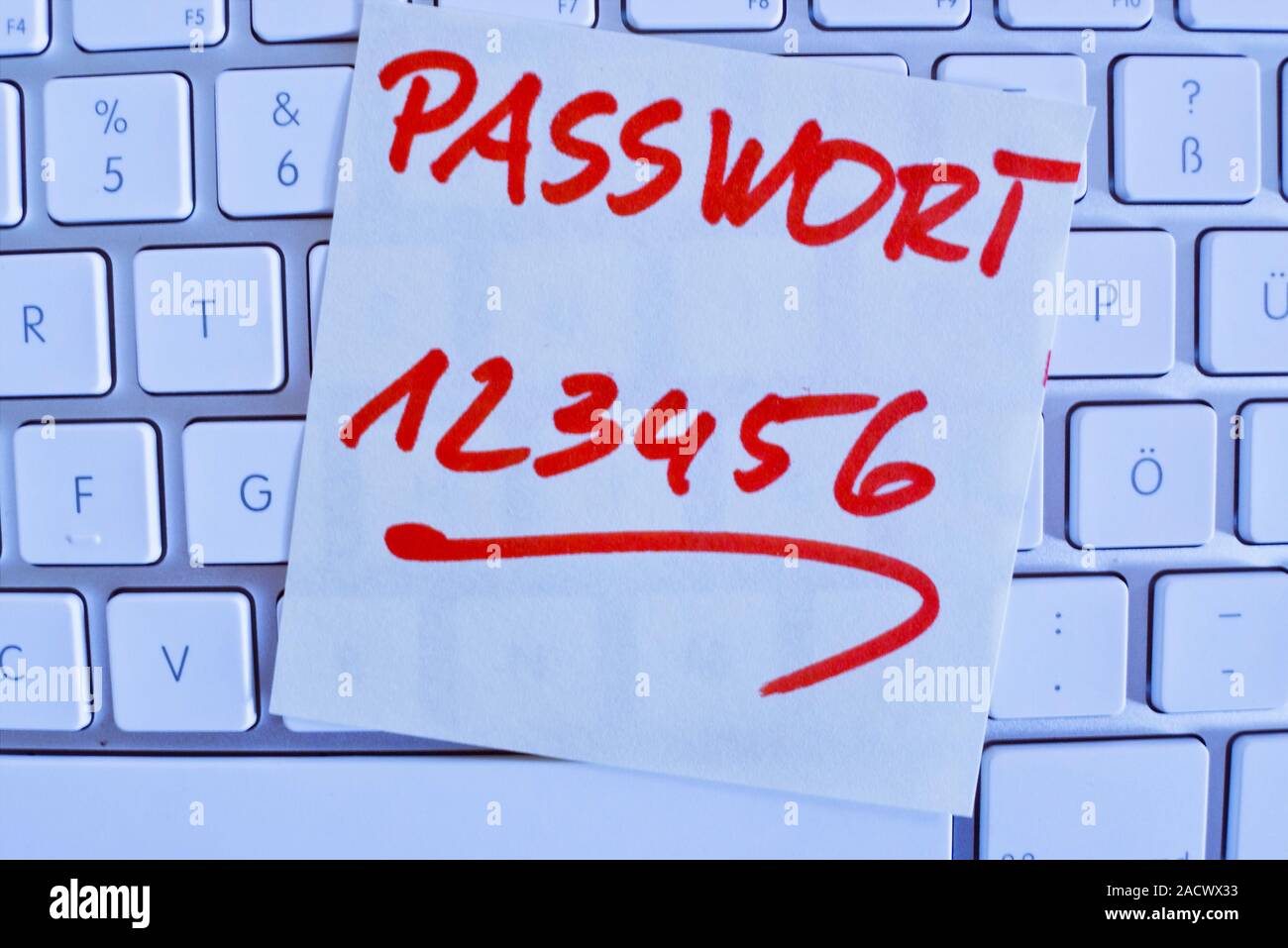 Note on Computer Keyboard: Password 123456 Stock Photo - Alamy