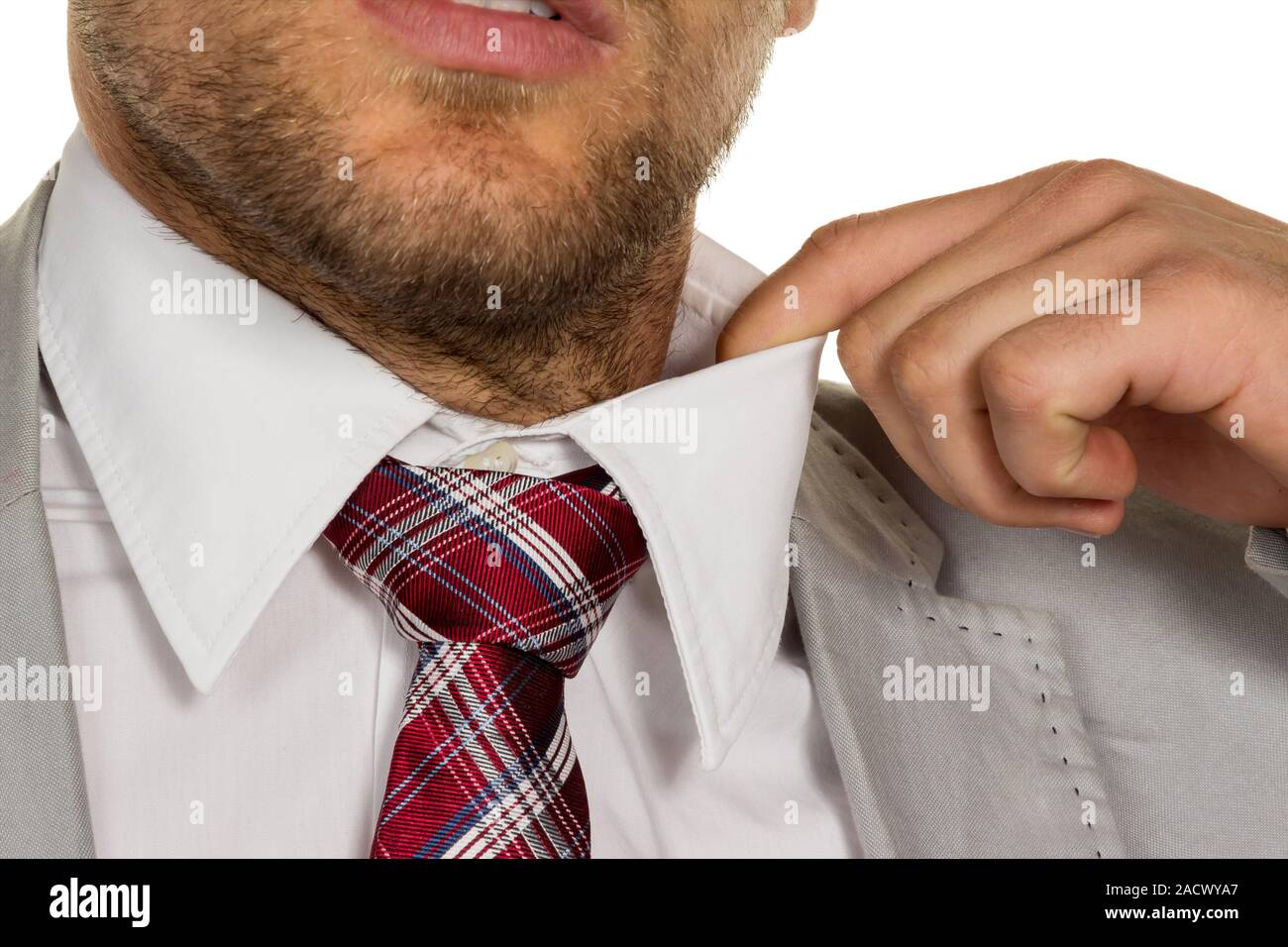 Man bursts his collar Stock Photo - Alamy