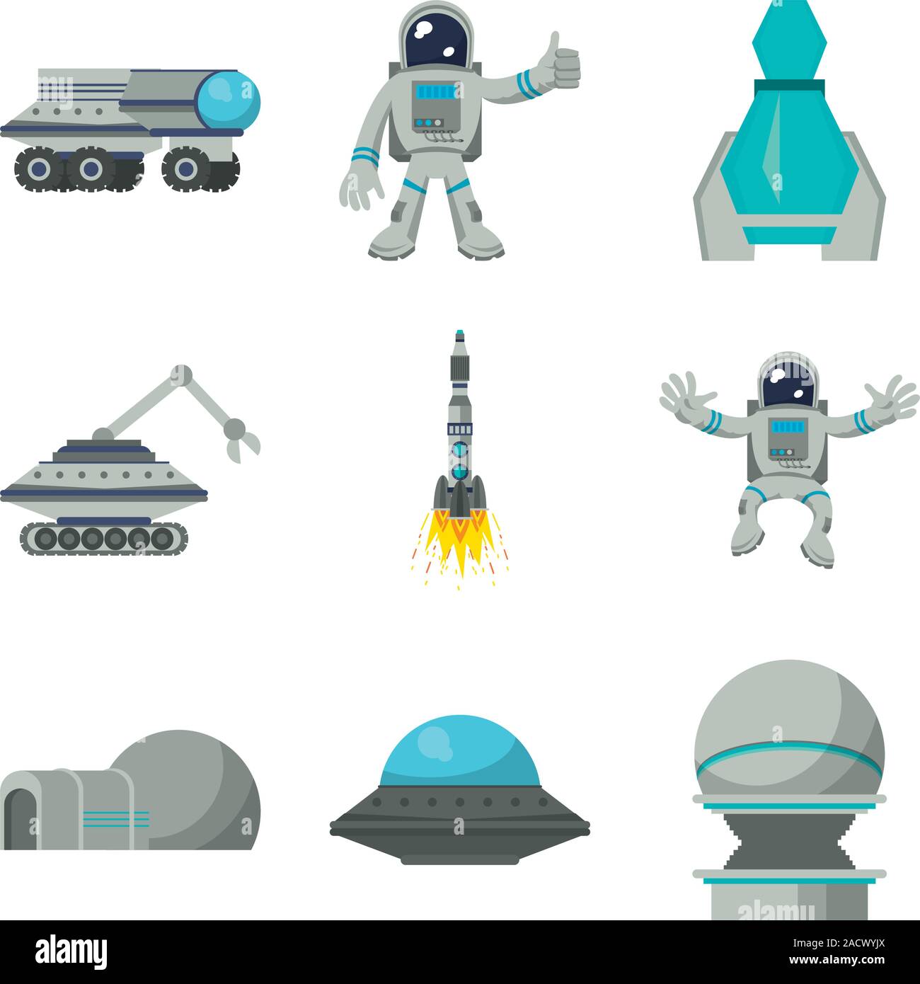 Spaceship astronaut ufo robot Stock Vector Images - Alamy