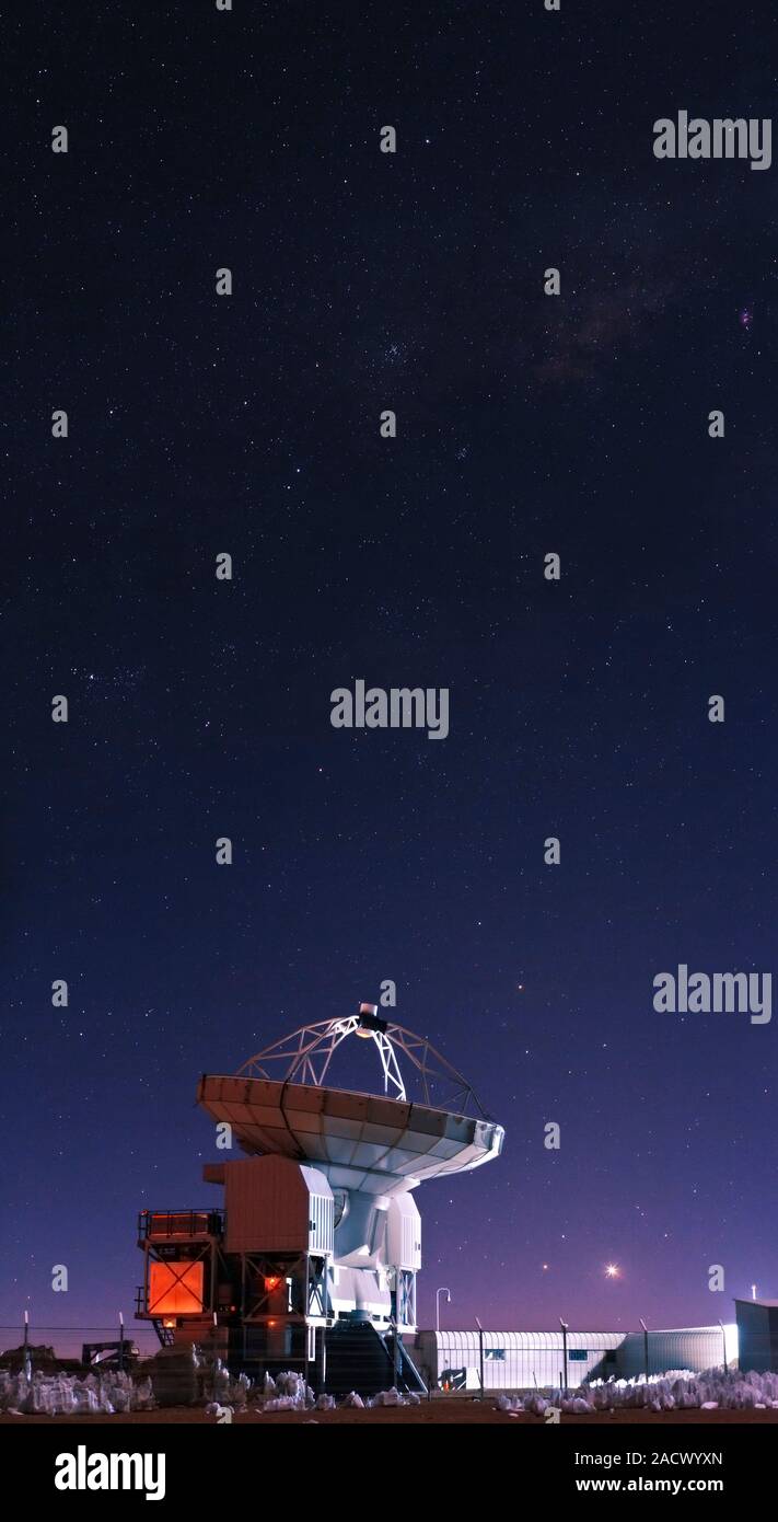 APEX radio telescope and night sky. Atacama Pathfinder Experiment (APEX ...