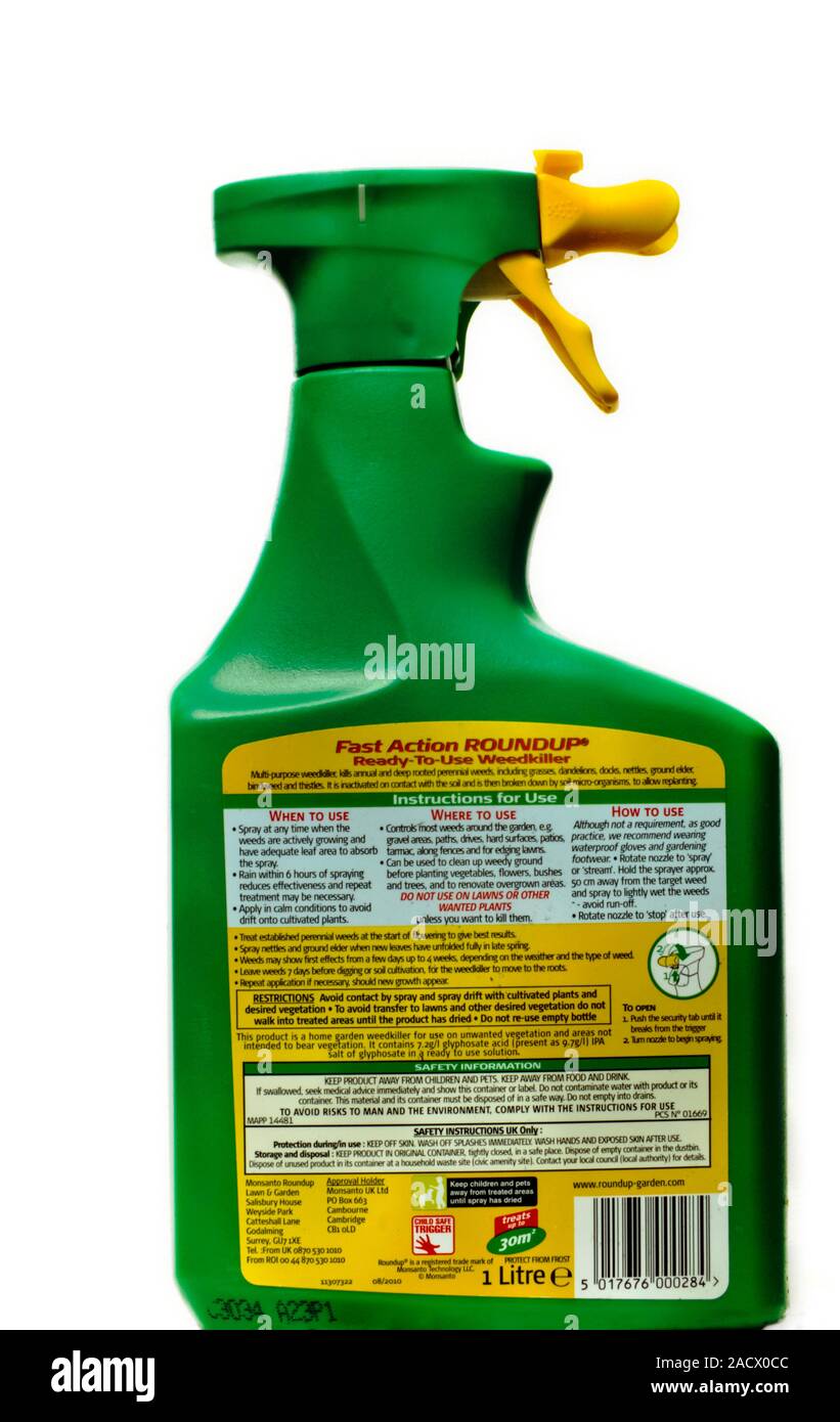 Spray-bottle of herbicide. The active ingredient is glyphosate, a ...