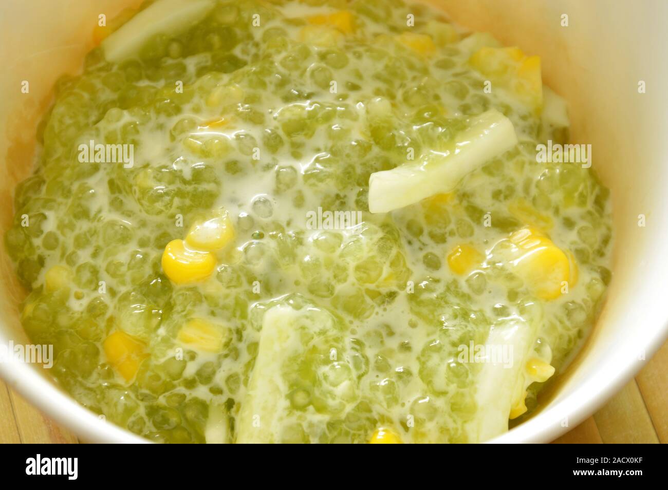 sweet tapioca with corn in coconut cream on cup Stock Photo - Alamy