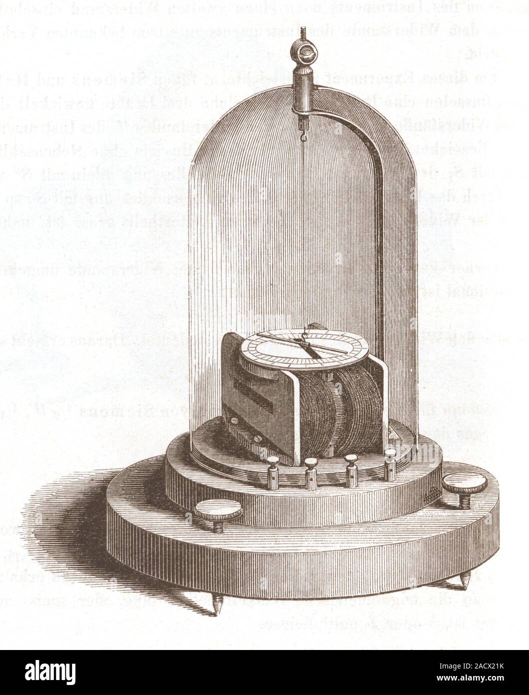 Early galvanometer. 19th-century artwork of an early form of ...