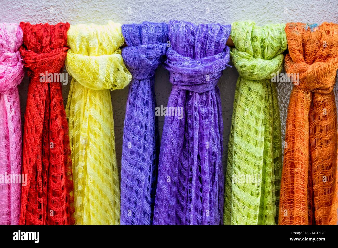 Colourful scarves on offer Stock Photo - Alamy