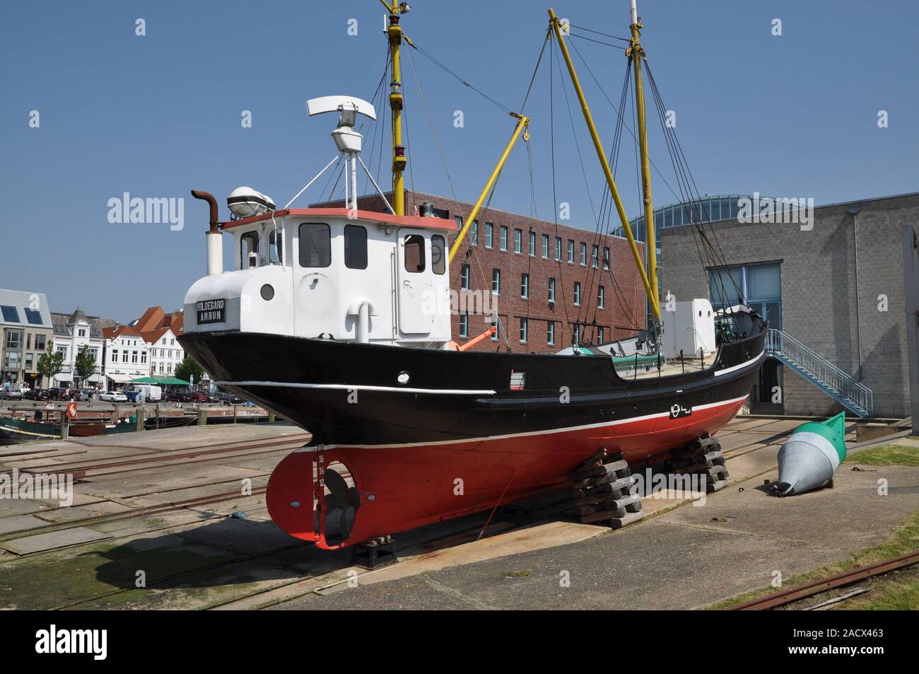 Ship in the old harbour of Husum Stock Photo - Alamy
